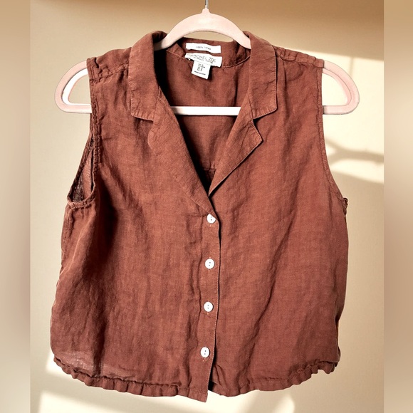 Rachel Zoe | Tops | Rachel Zoe Linen Sleeveless Cropped Shirt | Poshmark